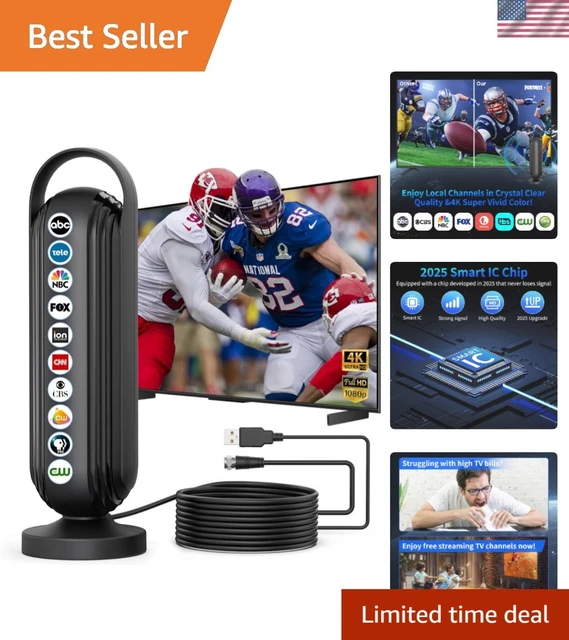 ULTRA LONG RANGE 2025 TV Antenna - 999+ Mile , 16.5ft Cable Included £ ...