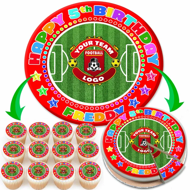 FOOTBALL TEAM LOGO Birthday Party Edible Cake Topper & Cupcake Toppers ...