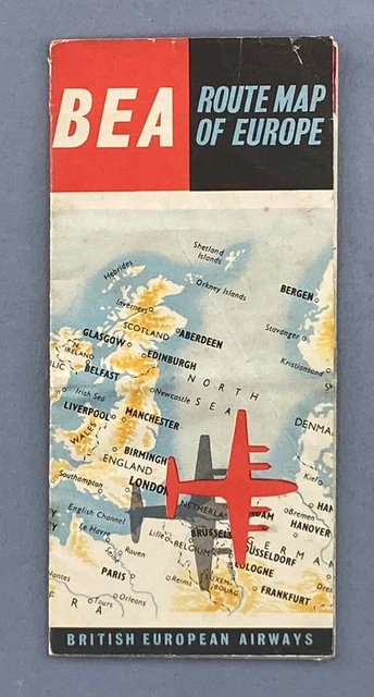 BEA BRITISH EUROPEAN Airways Vintage Airline Route Map Of Europe Poster ...