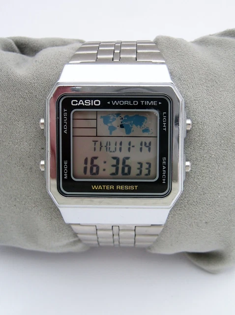 CASIO DIGITAL WORLD Time Watch A500Wea-1Ef Stainless Steel Unisex Alarm Genuine £24.99 - PicClick UK