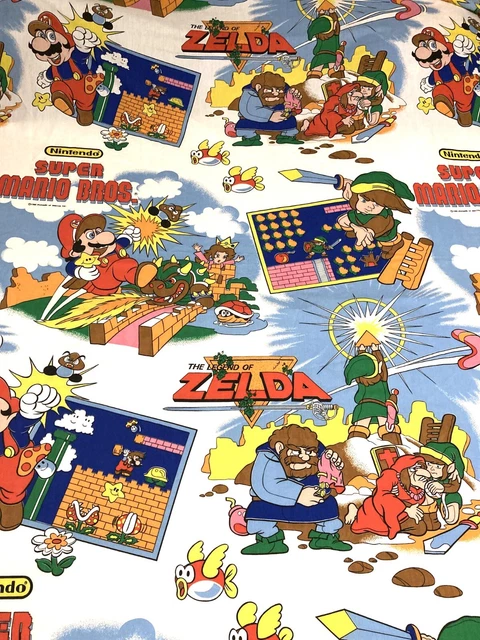 VINTAGE 1988 NINTENDO Super Mario Zelda TWIN FLAT Sheet USA Video Game ...