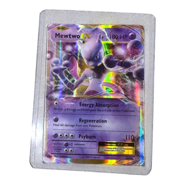 RARE MEWTWO EX Pokemon Trading Card 180 Hp Holographic Collectible ...