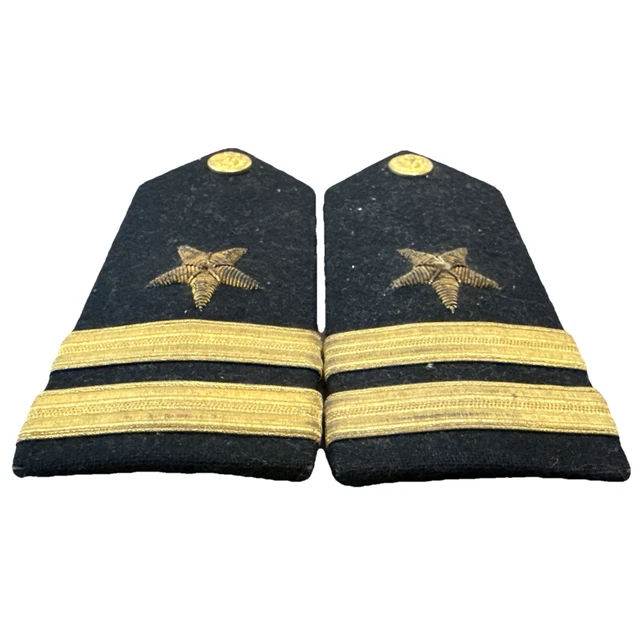 WWII USN NAVY Line Lieutenant Lt Shoulder Boards Vtg Black Gold World ...