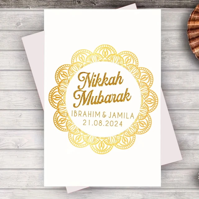NIKKAH MUBARAK CARD Nikah Nikkah Muslim Islam Wedding Couple Islamic ...