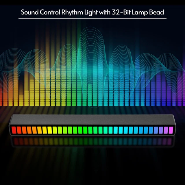 RGB SOUND CONTROL Rhythm Lights 3 PCS 32 LED 18 Colors Audio Spectrum ...