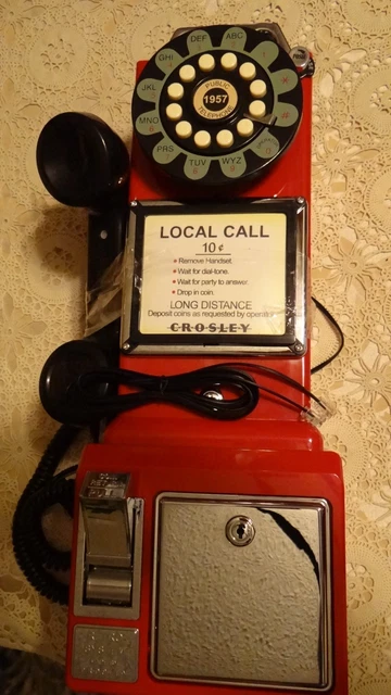 CROSLEY 1950S CR56 R Old Fashioned Rotary Style Pay Phone Red Push ...