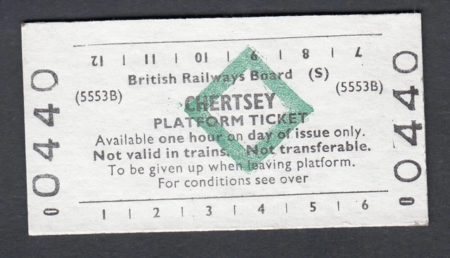 TRAIN RAILWAY PLATFORM Ticket British Railways BRB Chertsey Station £0. ...