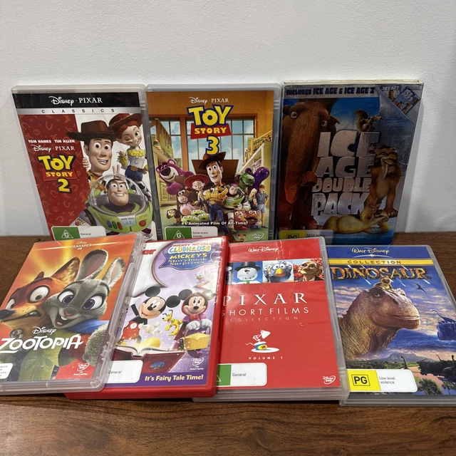 DISNEY & PIXAR Dvd Set of 7 Cartoon Animation Movies Toy Story Ice Age ...