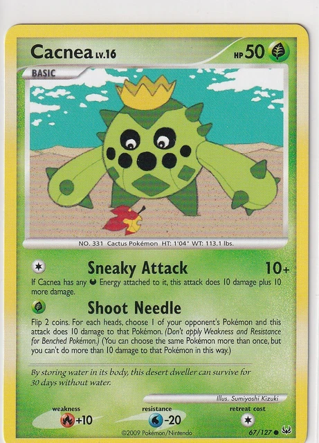 POKEMON CARTE TRADING Card Jeu Platine Numéro 67/127 Cacnea Anglais EUR ...