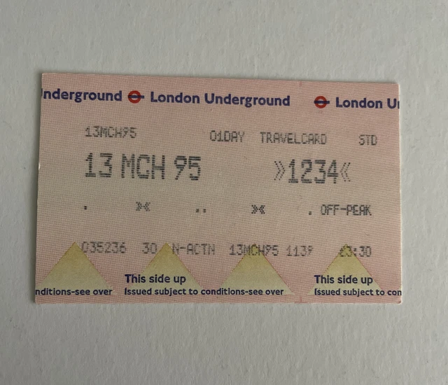 VINTAGE LONDON UNDERGROUND Tube Train Rail 1 Day Travelcard Ticket 13 ...