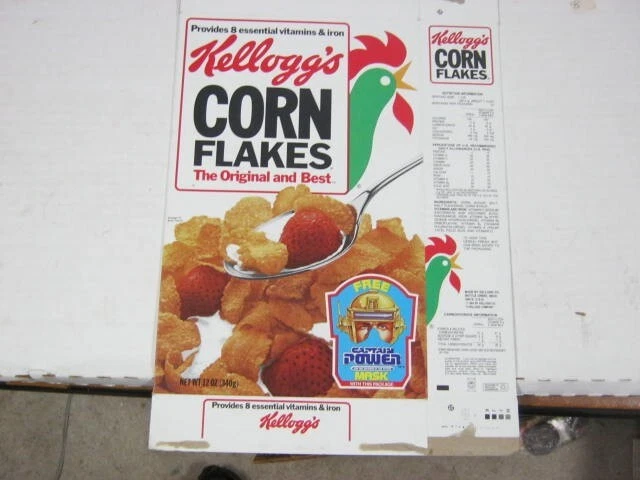 KELLOGG'S CORN FLAKES Cereal Box with Captain Powers MASK 1984 £15.11 ...