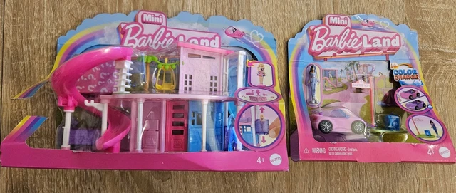 MINI BARBIE LAND House and Color Change CarSet with Mini Dolls Slide ...
