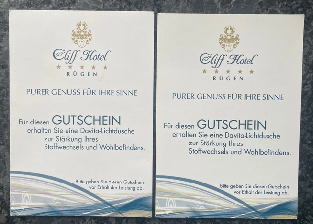 2 GUTSCHEINE &DAVITA-LICHTDUSCHE& * Cliff Hotel in Sellin (Rügen) EUR 3 ...