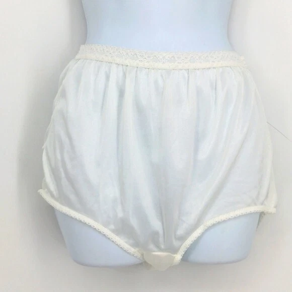 Vintage White Semi Sheer Granny Panties Full Brief Nylon Panty Size 8 Xl 24 95 Picclick