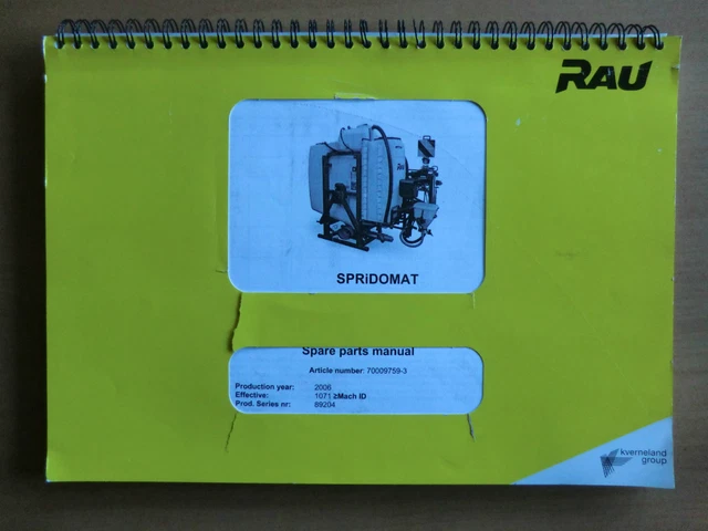 ERSATZTEILLISTE RAU SPRIDOMAT 1000 1200 1500l parts list Ausgabe 2004 ...