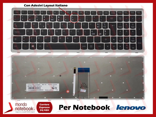 TASTIERA LENOVO IDEAPAD U510 Retroilluminata con Adesivi Layout ...