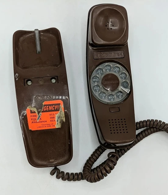 VINTAGE BROWN WESTERN Electric Bell System Trimline Rotary Telephone £ ...