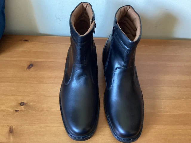 MENS BLACK LEATHER Freemood Chelsea Boots For Men - Size 44 (10 £8.00 ...
