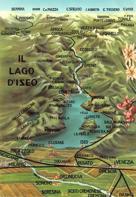 CARTOLINA LAGO DI Iseo mappa EUR 3,00 - PicClick IT