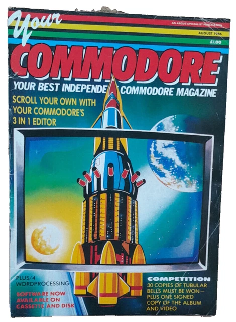 YOUR COMMODORE MAGAZINE August 1986 Vintage Computer Magazine £1.00 ...