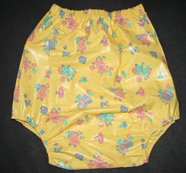 PVC ADULT BABY Incontinence Diaper Rubber Yellow Children Motif Size S ...