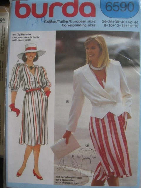 BURDA 6590 SCHNITTMUSTER - Kleid & Jacke - Gr. 34 - 44 - NEU/OVP EUR 5 ...