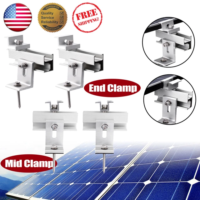 SOLAR PANEL MOUNT Brackets Rail Roof Mounting 30/35MM End/Mid Clamp ...