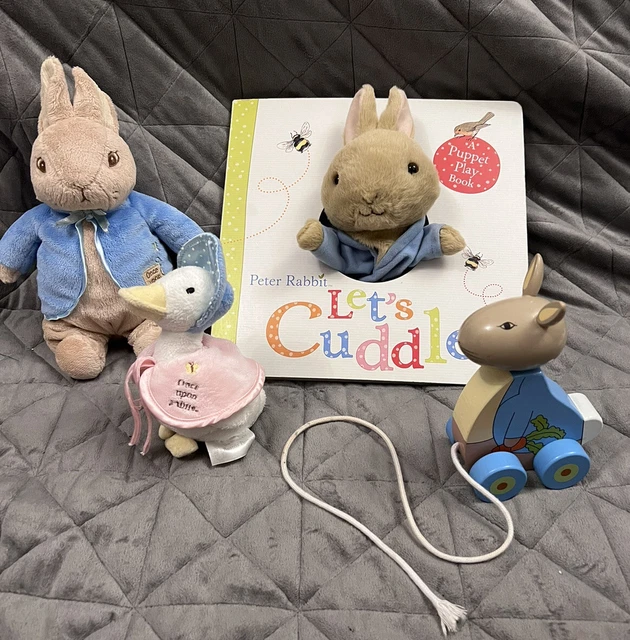 PETER RABBIT PLUSH Toys Wooden Pull Along Toy and Book Set Beatrix ...