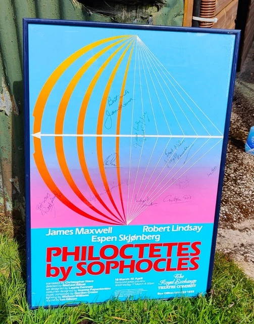 CAST SIGNED VINTAGE 1982 PHILOCTETES Theatre Poster James Maxwell ...