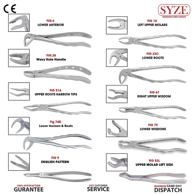 EXTRACTION ROOT TOOTH Forceps Upper & Lower Molar Dental Surgical ...