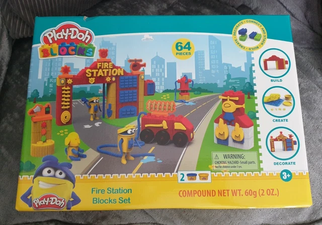 PLAY-DOH BLOCKS FIRE Station Set 64 Pieces Toy Building Christmas Gift ...