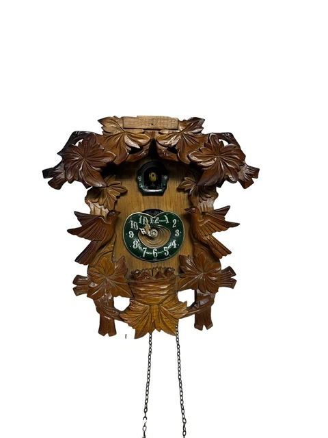 WOODEN CUCKOO CLOCK Vintage Style Birds Kaiser KC-2 Quartz For Parts Or ...