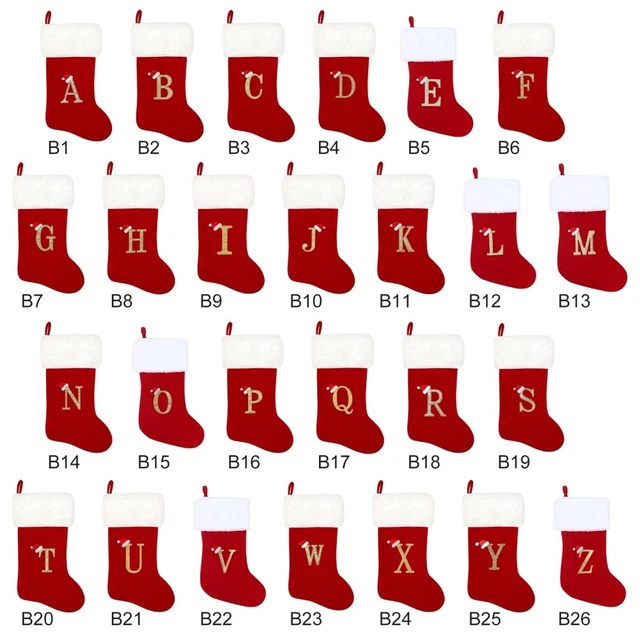 CHRISTMAS STOCKING KNIT Sock Alphabet Letters Gift Bags Xmas Tree ...