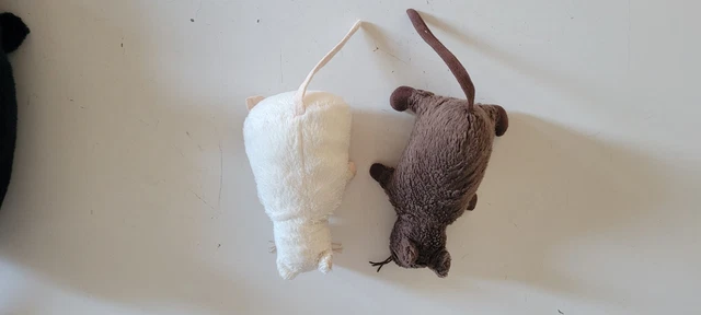 IKEA GOSIG MUS mouse mice 2x white & brown rare soft plush toy rats ...
