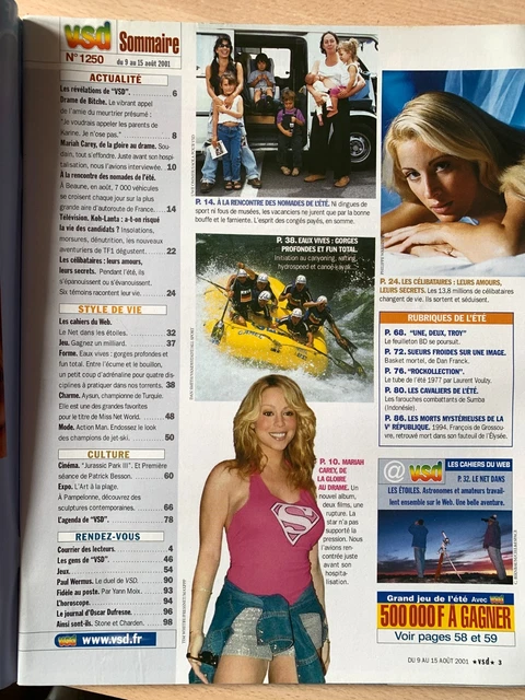 VSD MAGAZINE 9/08/2001; Loana Célibataire/ Mariah Carey de la gloire au ...