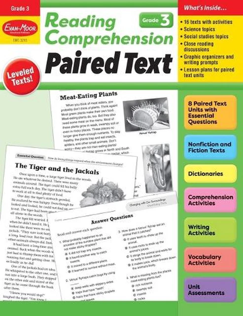 READING COMPREHENSION: PAIRED Text, Grade 3 Teacher Resource by Evan ...