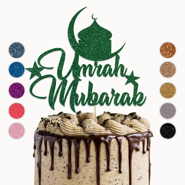 UMRAH MUBARAK CAKE Toppers Glitter Ramadan Hajj Islam Muslim Party ...