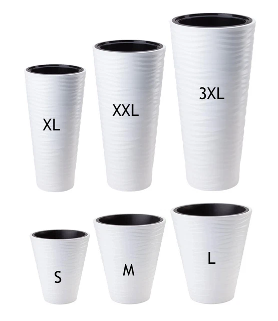 FLOWER POT WAVE Slim Round Planting Pot 3D Effect Flower Pot SET6 White ...