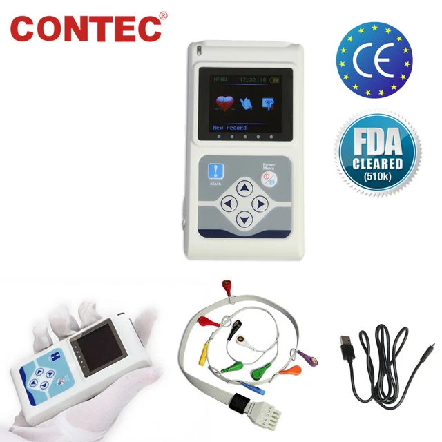 PORTABLE 12 CHANNEL ECG Holter Patient Monitor Recording System, PC ...