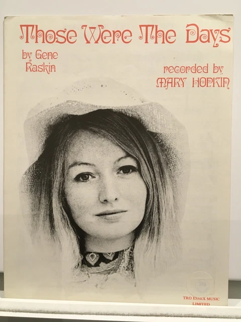 RARE ORIGINAL VINTAGE 1968 UK #1 Sheet Music - Those Were The Days ...
