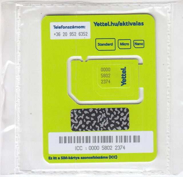 YETTEL HUNGARIAN SIM card (MINT) EUR 3,00 - PicClick DE