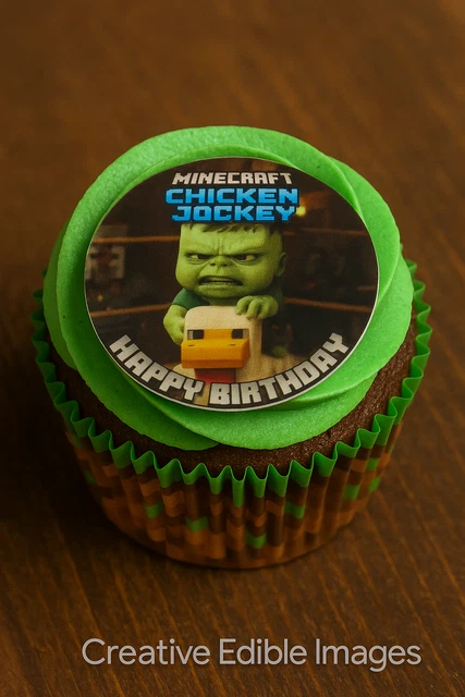 MINECRAFT EDIBLE CUPCAKE toppers, Chicken Jockey, PRE-CUT $13.60 ...