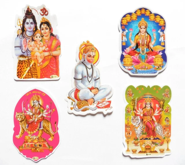 HINDU GOD SMALL Sticker Set HANUMAN SHIVA FAMILY DURGA LAKSHMI Double ...