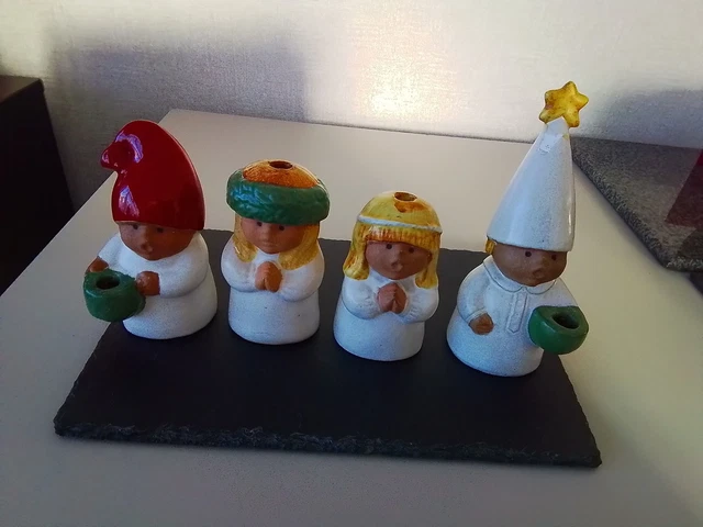 LISA LARSON SWEDEN Advent Candle Holders X 4 1960'S-80'S ,Star One Has ...