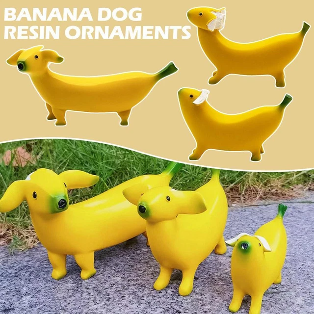 FUNNY BANANA DOG Statue Cute Peeled Banana Dog Figurines Ornaments ...