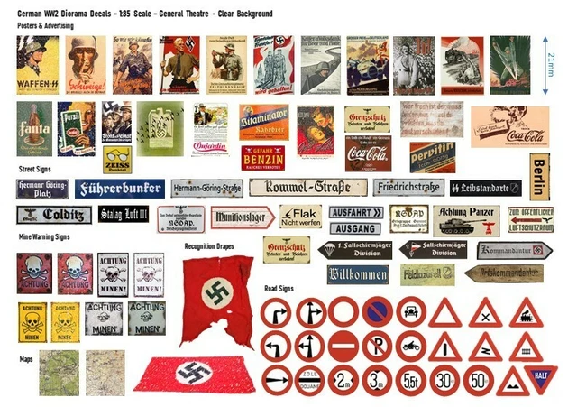 1:35 GERMAN WW2 Diorama Decals - General Theatre EUR 11,50 - PicClick DE