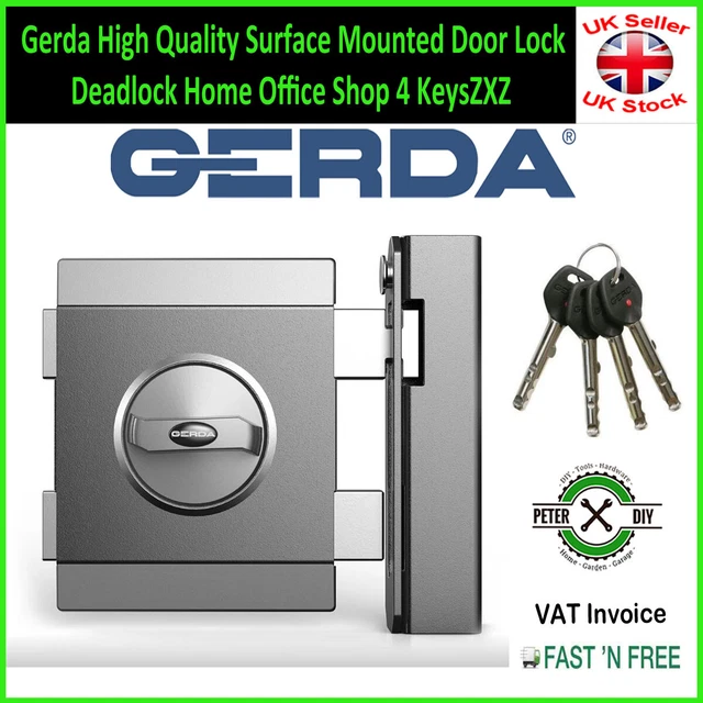 GERDA HIGH QUALITY Surface Mounted Door Lock Deadlock Home Office Shop ...