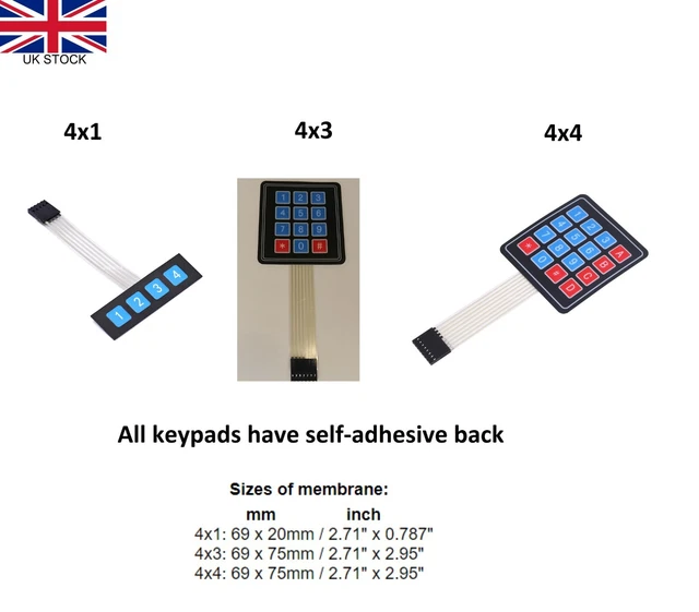 Keypad 4x1 4x3 Or 4x4 Matrix Array Membrane Switch Keyboard £239 Picclick Uk