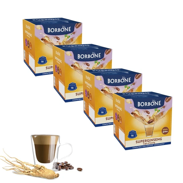 CAFÉ BORBONE COMPATIBLES Nescafé Dolce Gusto 64 Capsules Goût Ginseng ...