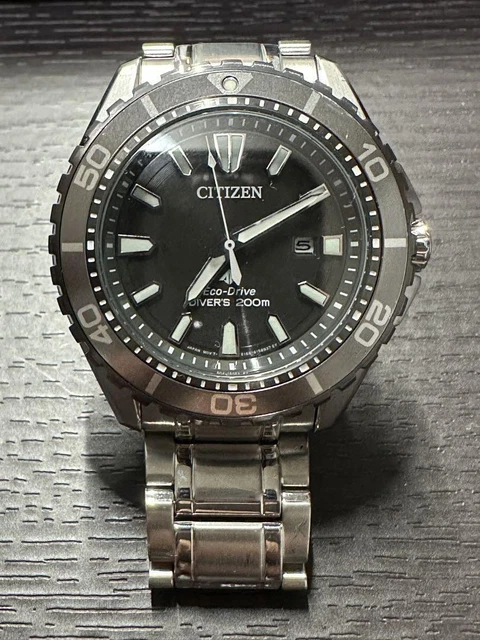 CITIZEN PROMASTER E168-S116023 Eco-Drive Divers 200M Black Slv Quartz ...